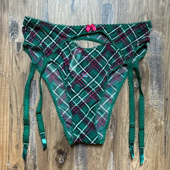 Adore Me | Intimates & Sleepwear | Adore Me Green Plaid Sheer High ...